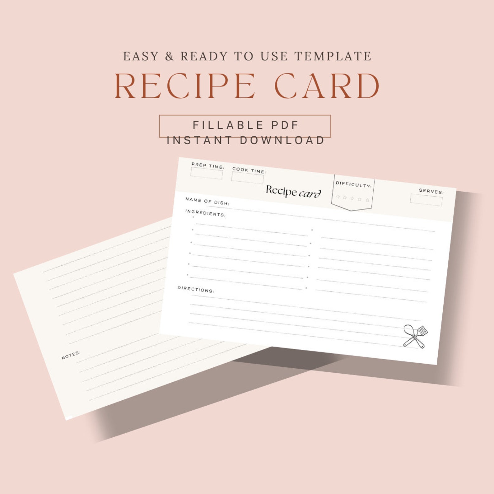 Printable 4 X 6 Recipe Card With Minimalist Design, Fillable Recipe ...