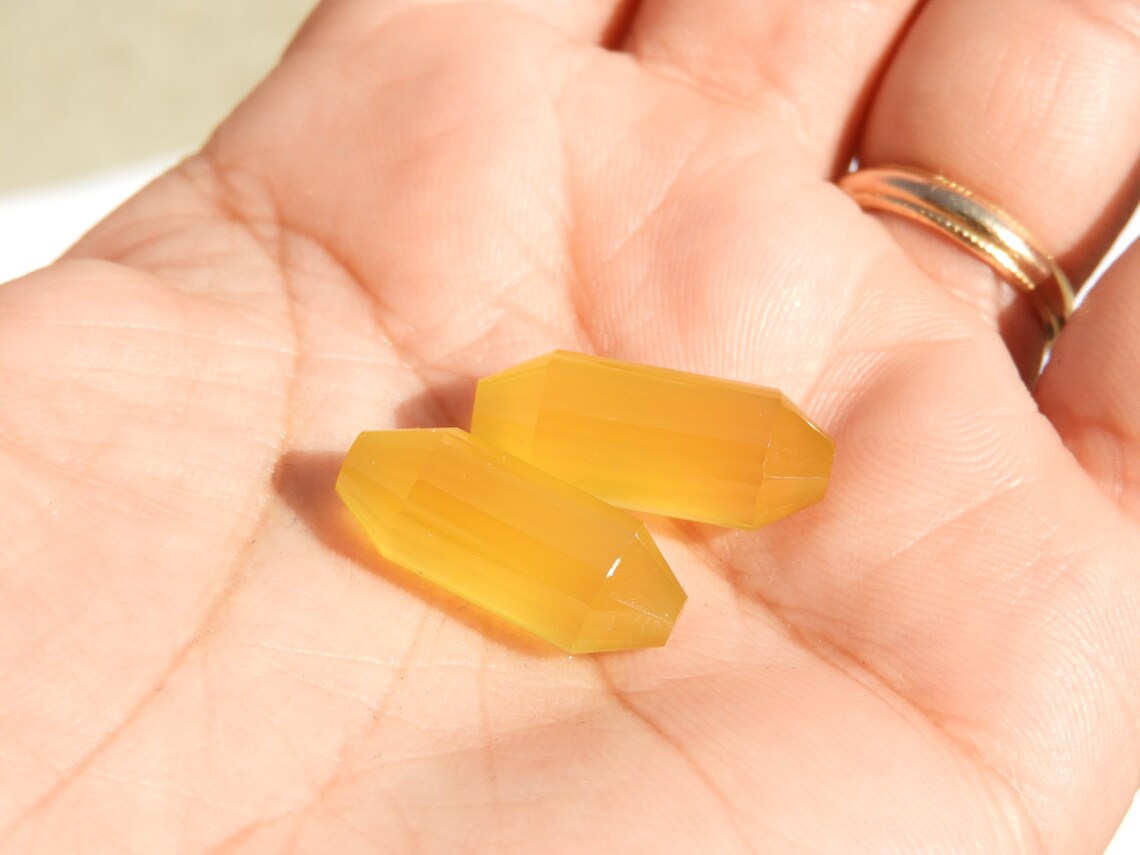 2 Pcs Natural Yellow Chalcedony Faceted Fancy Shaped Gemstone - Etsy UK