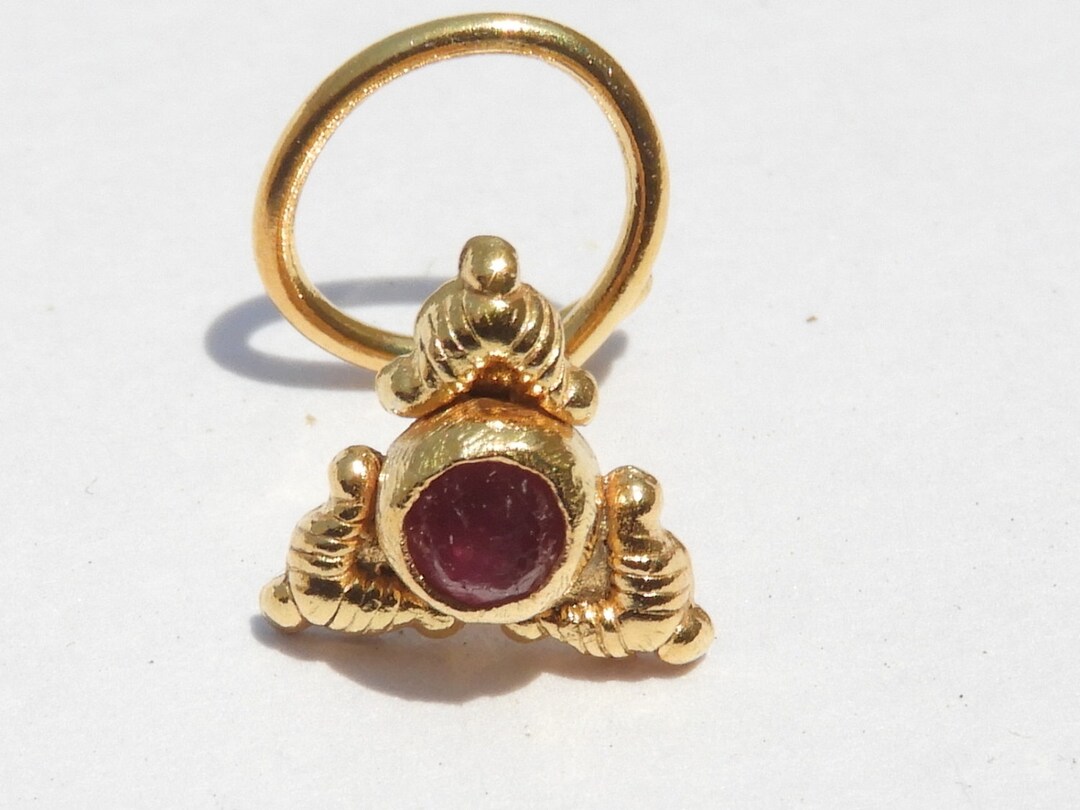 Indian Nose Ring/92.5 Sterling Silver Nose Ring/22 Kt Gold Polished ...
