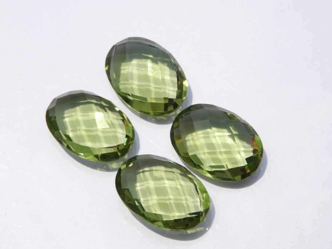 Olive Green Quartz Gemstones: Faceted Oval, 20x15mm (4 Pcs) - Etsy