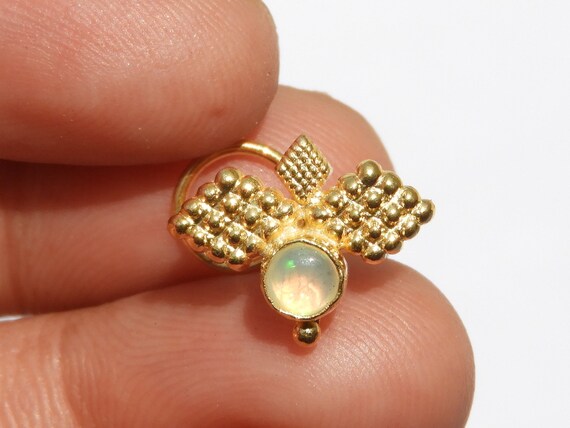 Indian Nose Ring 22 Kt Gold Polished on Sterling Silver | Etsy