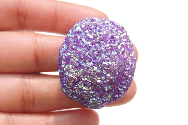 1 Pc Beautiful Natural Purple Titanium Coated Druzy Oval - Etsy