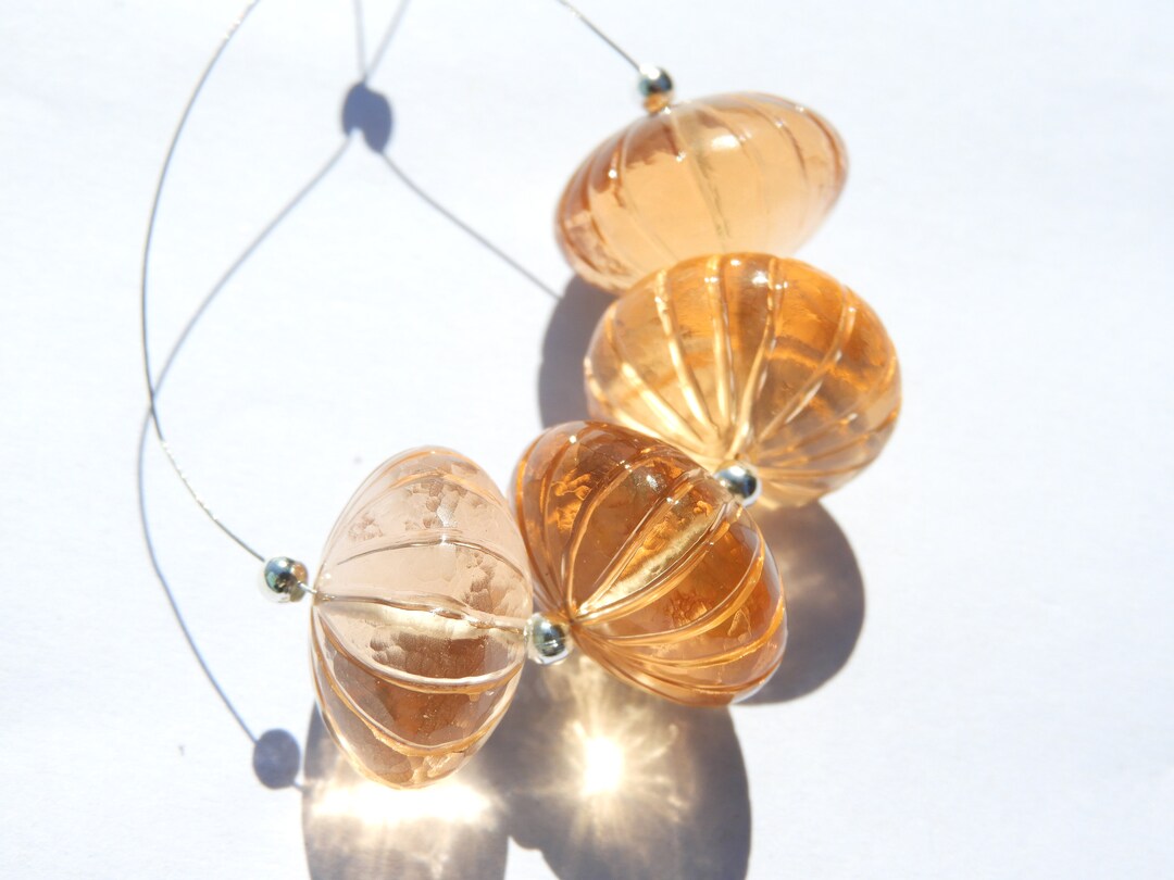 4 Peach Quartz Carved Melon Beads - 20 MM - Etsy