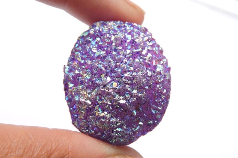 1 Pc Beautiful Natural Purple Titanium Coated Druzy Oval - Etsy