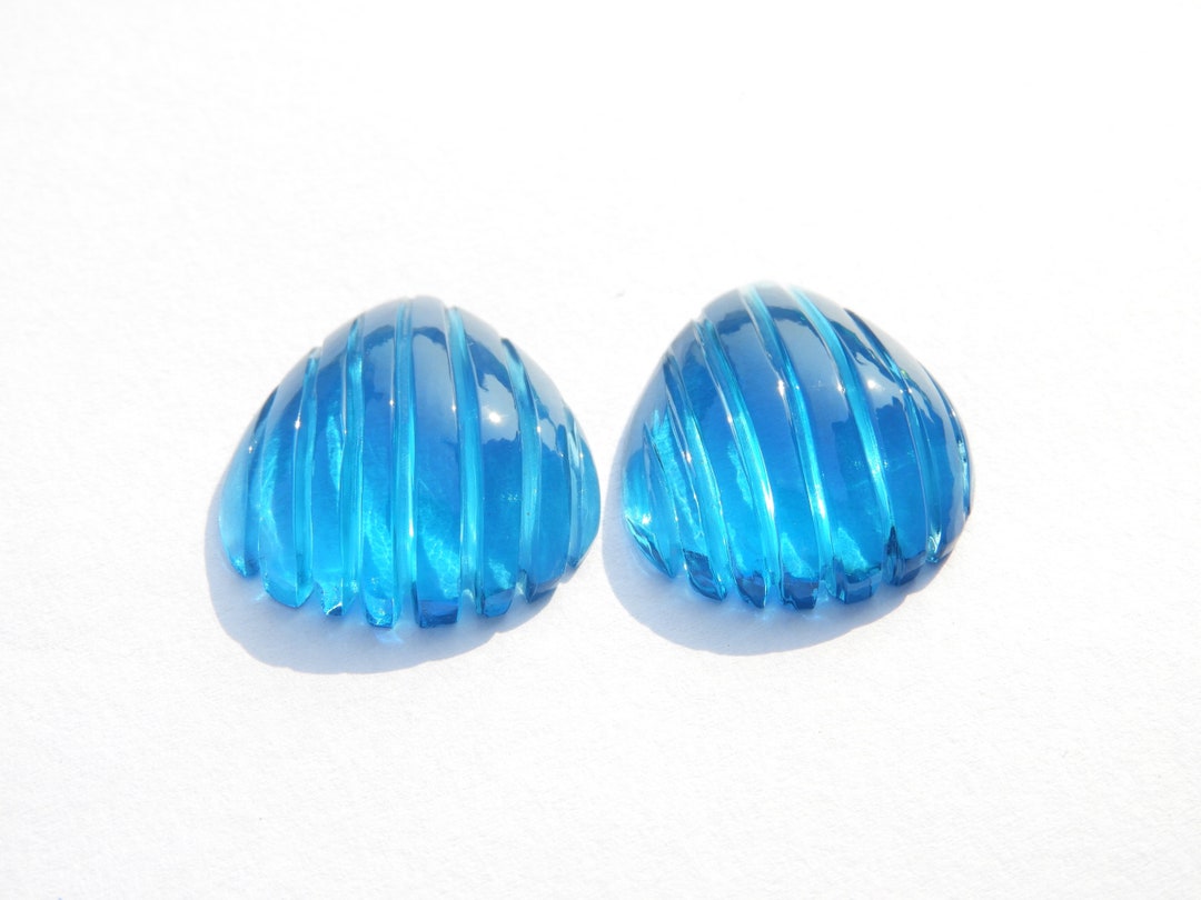 Gemstone Shells Swiss Blue Quartz Carved Shells Size 25X23 MM - Etsy