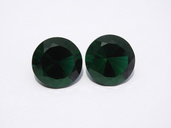 1 Pair Dark Green Quartz Faceted Round Shaped Loose Gemstone - Etsy