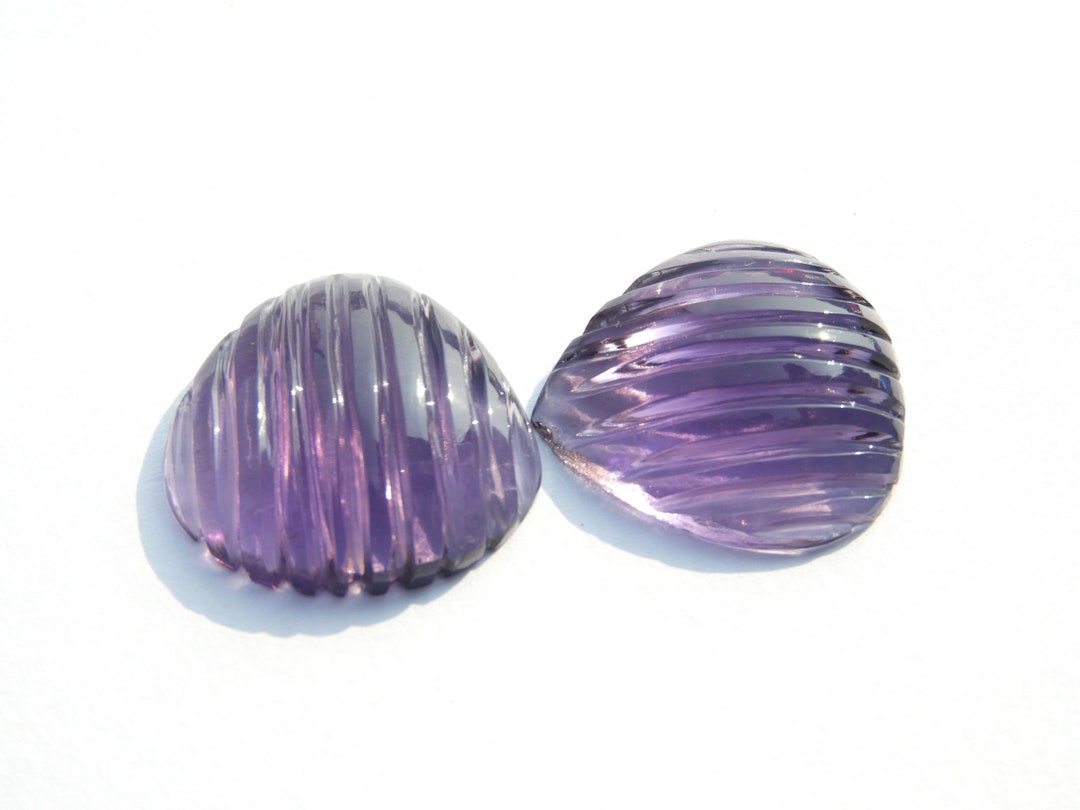 Gemstone Shells Purple Amethyst Blue Quartz Carved Shells Size 23X21 MM ...