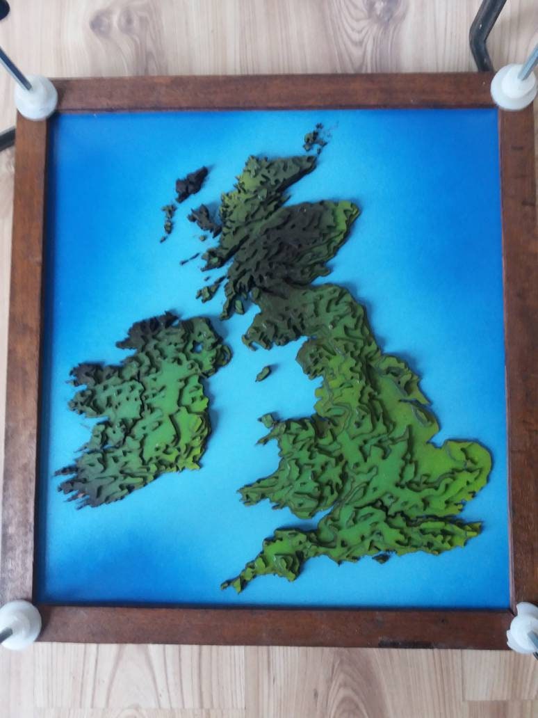 3D Topographic Map of the British Isles United Kingdom - Etsy
