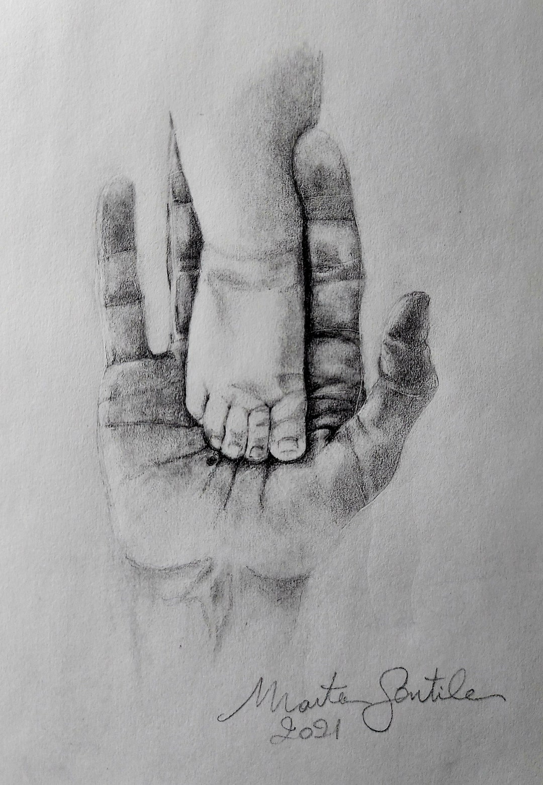 Daddy and Baby - Fathers Day Gifts Ideas - Custom Pencil Drawing ...