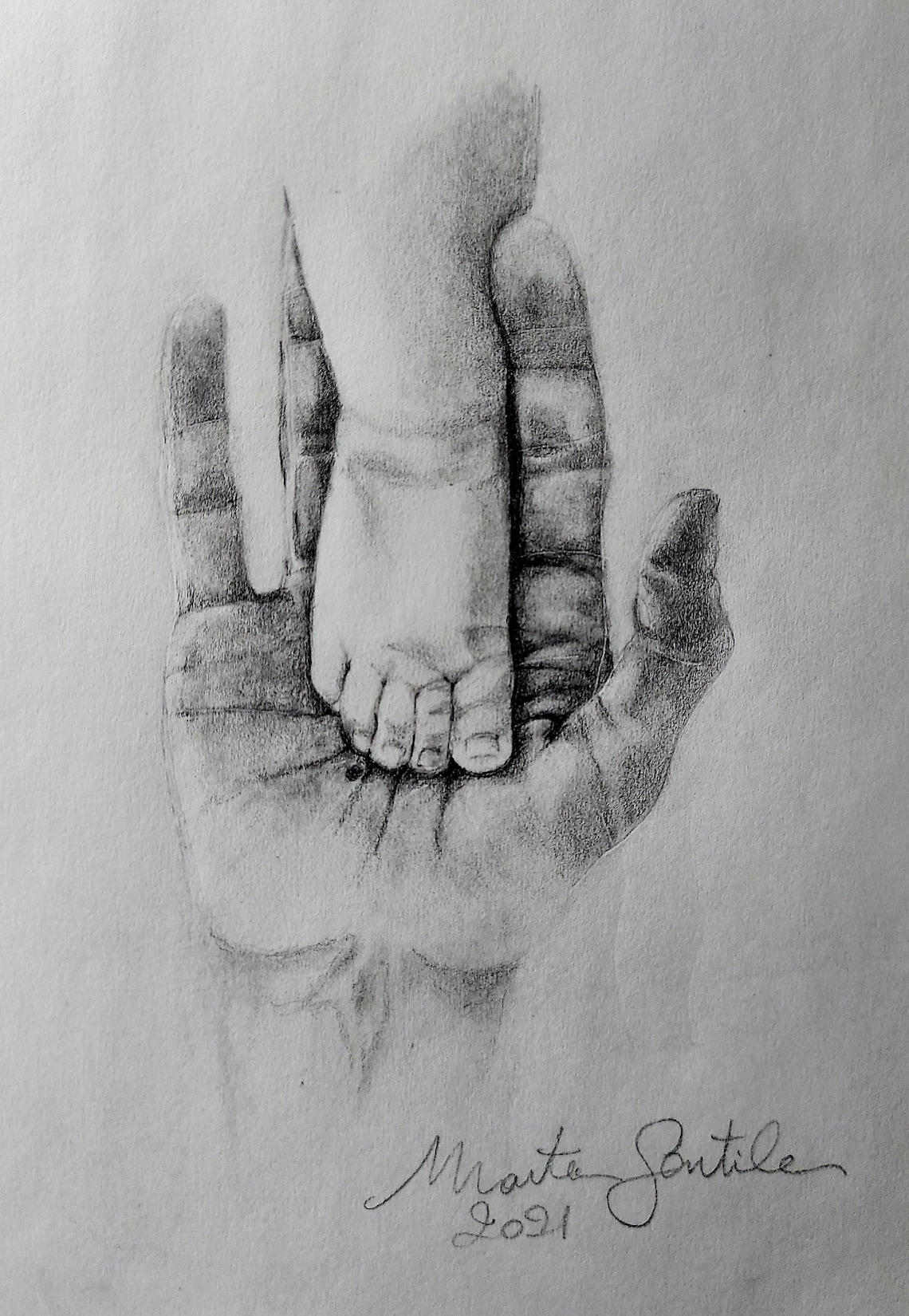 Daddy and Baby - Fathers Day Gifts Ideas - Custom Pencil Drawing ...