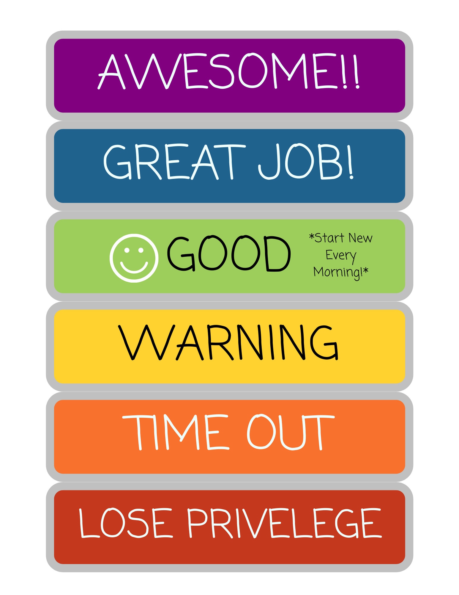 Color Code Behavior Chart for Kids Printable PDF Rainbow & | Etsy UK