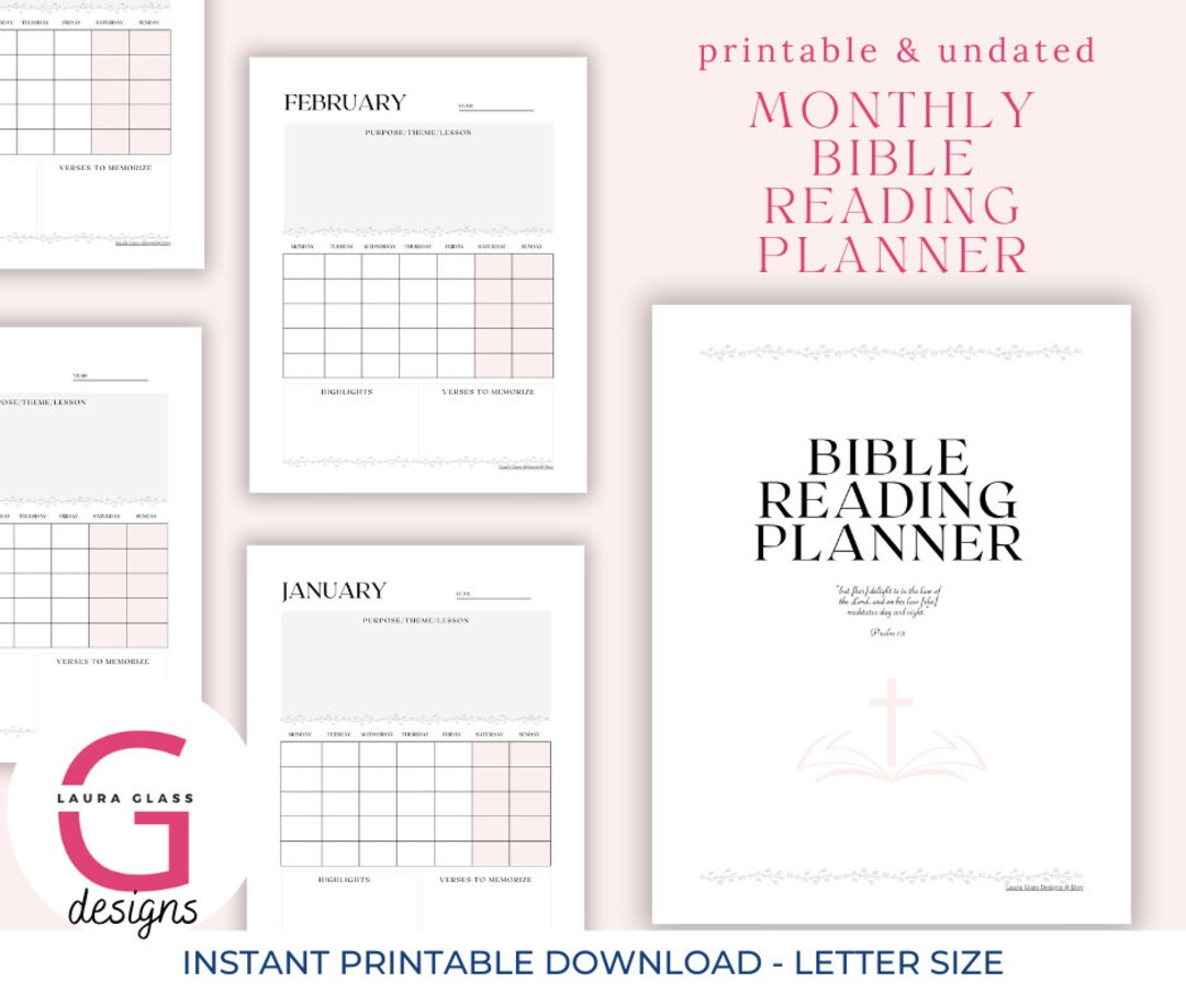 Inspirational Bible Reading Monthly Planner for Spiritual Growth ...
