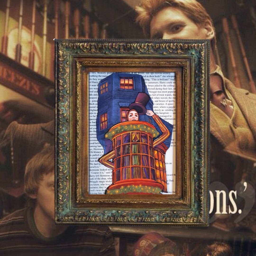 Handmade Diorama Weasley Shop, Dictionary Art Print, Vintage Book Page ...