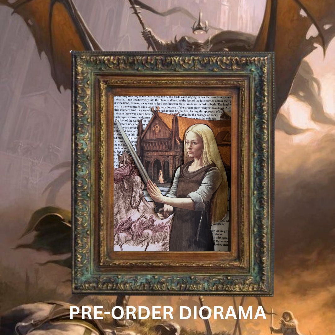 Handmade Eowyn Diorama, Lord of the Rings Art Print, Vintage Book Page ...
