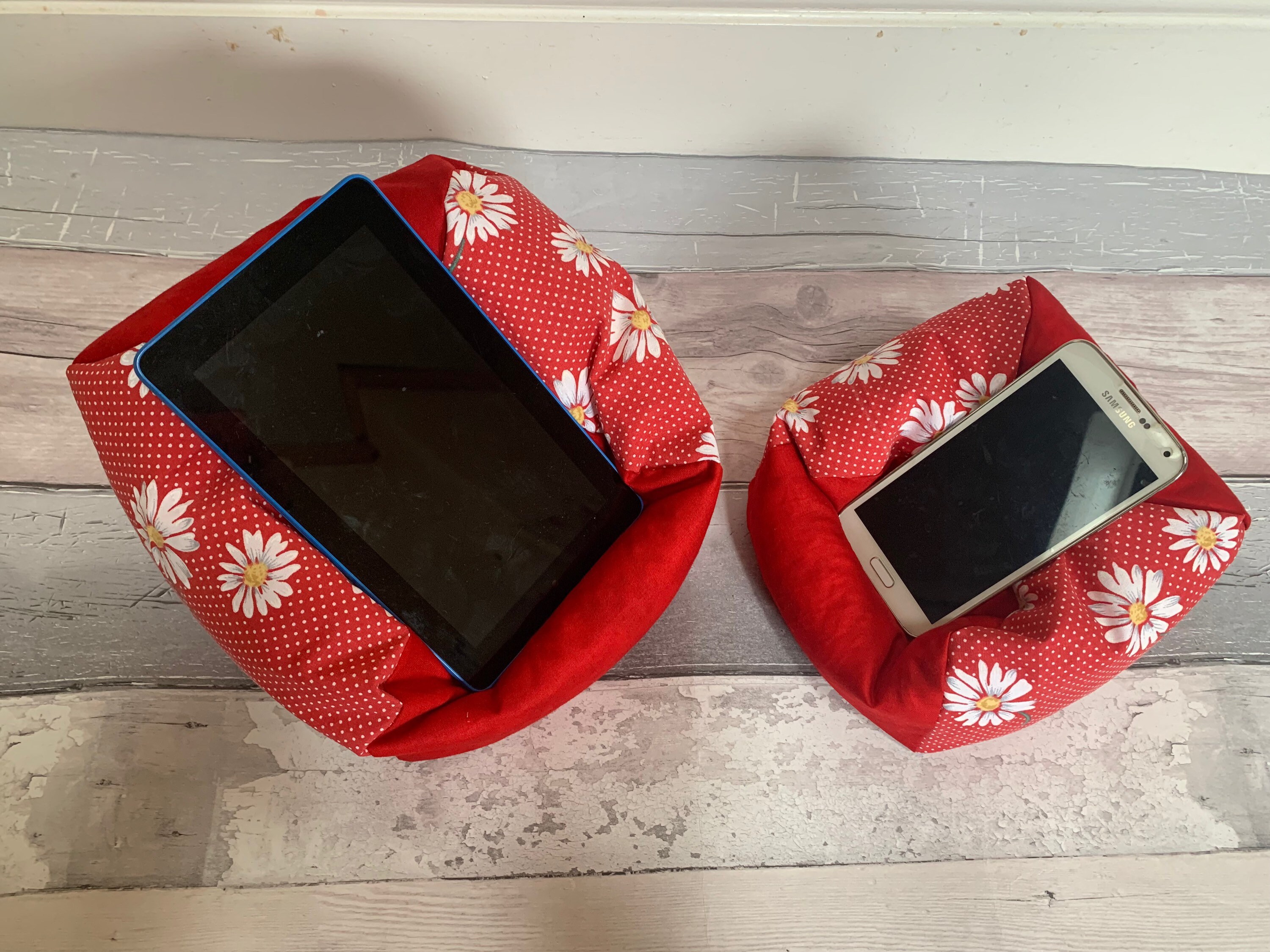 Daisy Fabric Handmade Device Cushion Stand, Tablet Beanbag Pillow Fits ...