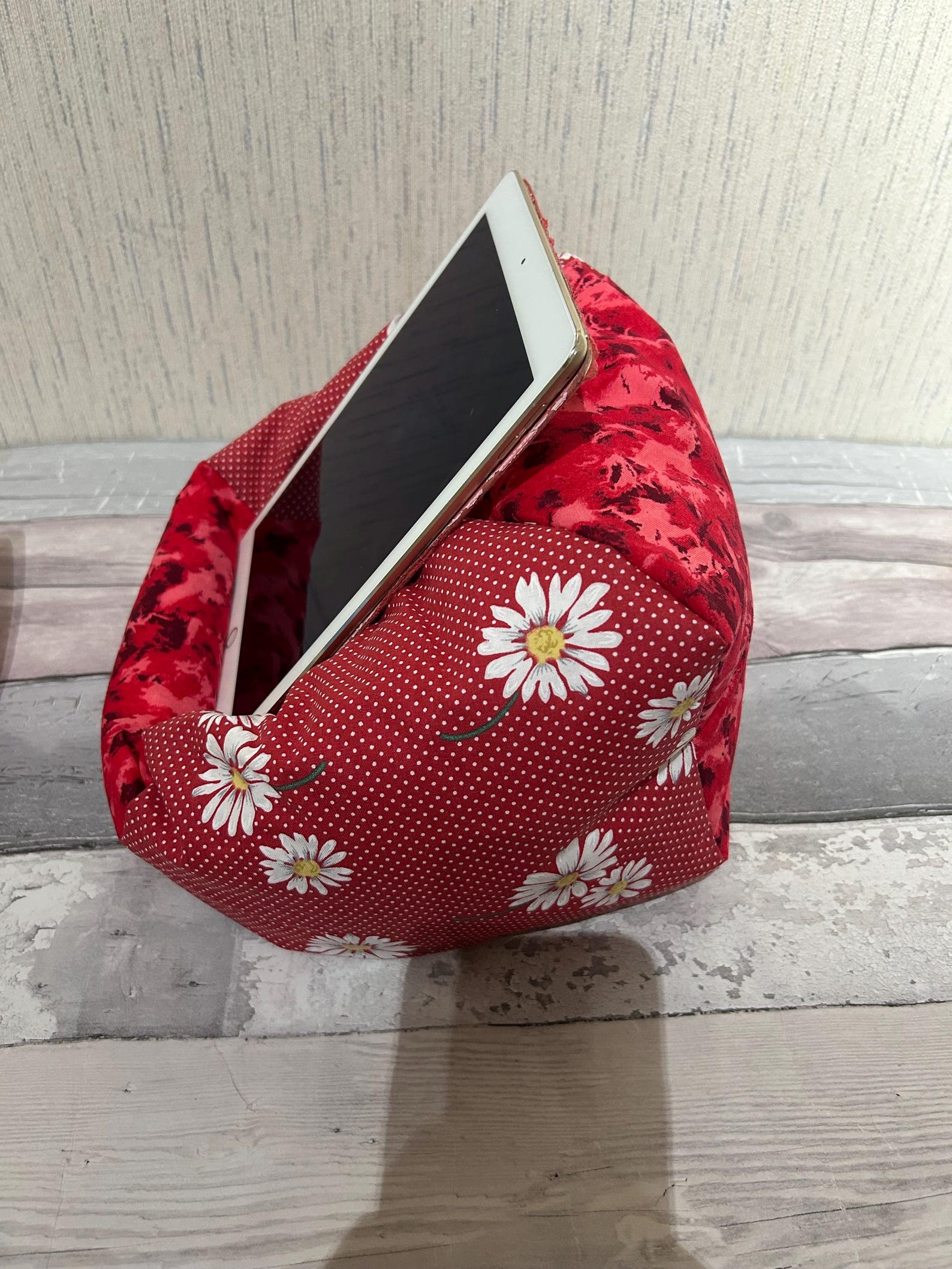 Daisy Fabric Handmade Device Cushion Stand, Tablet Beanbag Pillow Fits ...