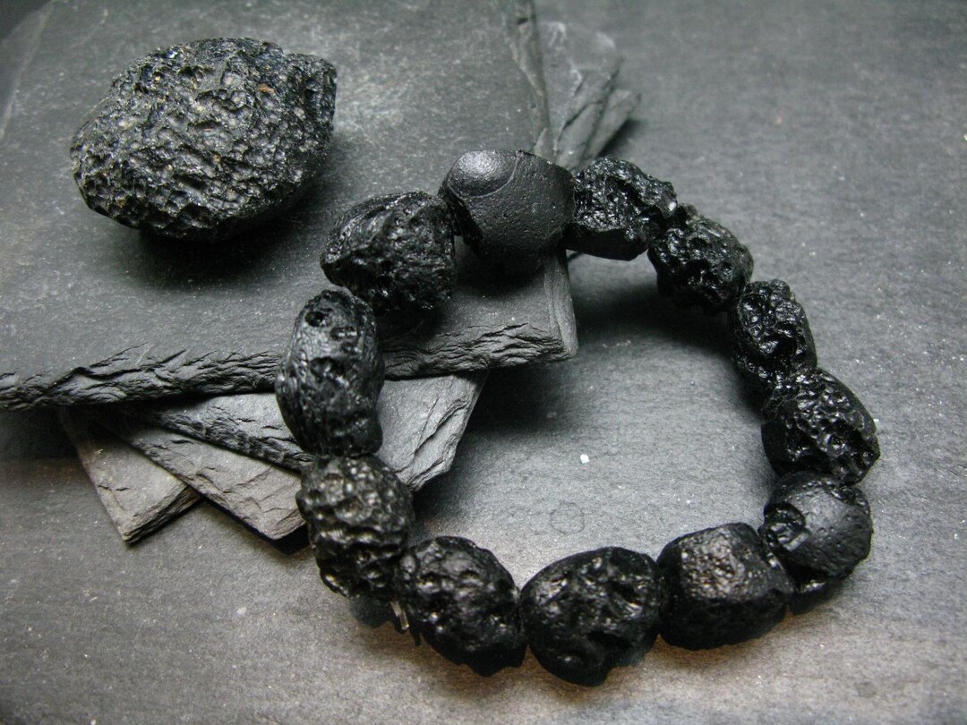 Tibetan Tektite Genuine Bracelet 7 Inches 15mm Raw Beads - Etsy
