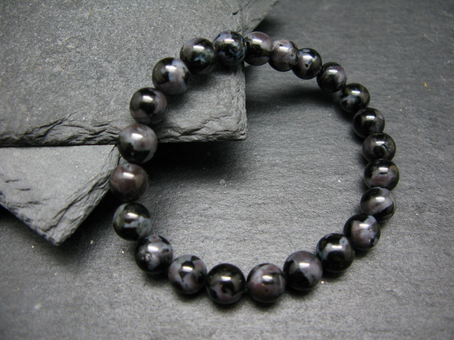 Gabbro Mystic Merlinite Genuine Bracelet ~ 7 Inches ~ 8mm Round Beads ...