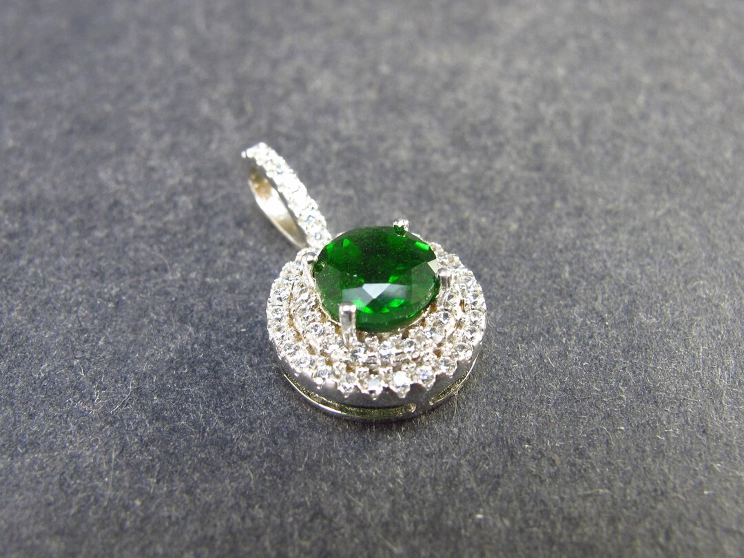 Helenite Gaia Stone Gem Sterling Silver Pendant With CZ From Washington ...