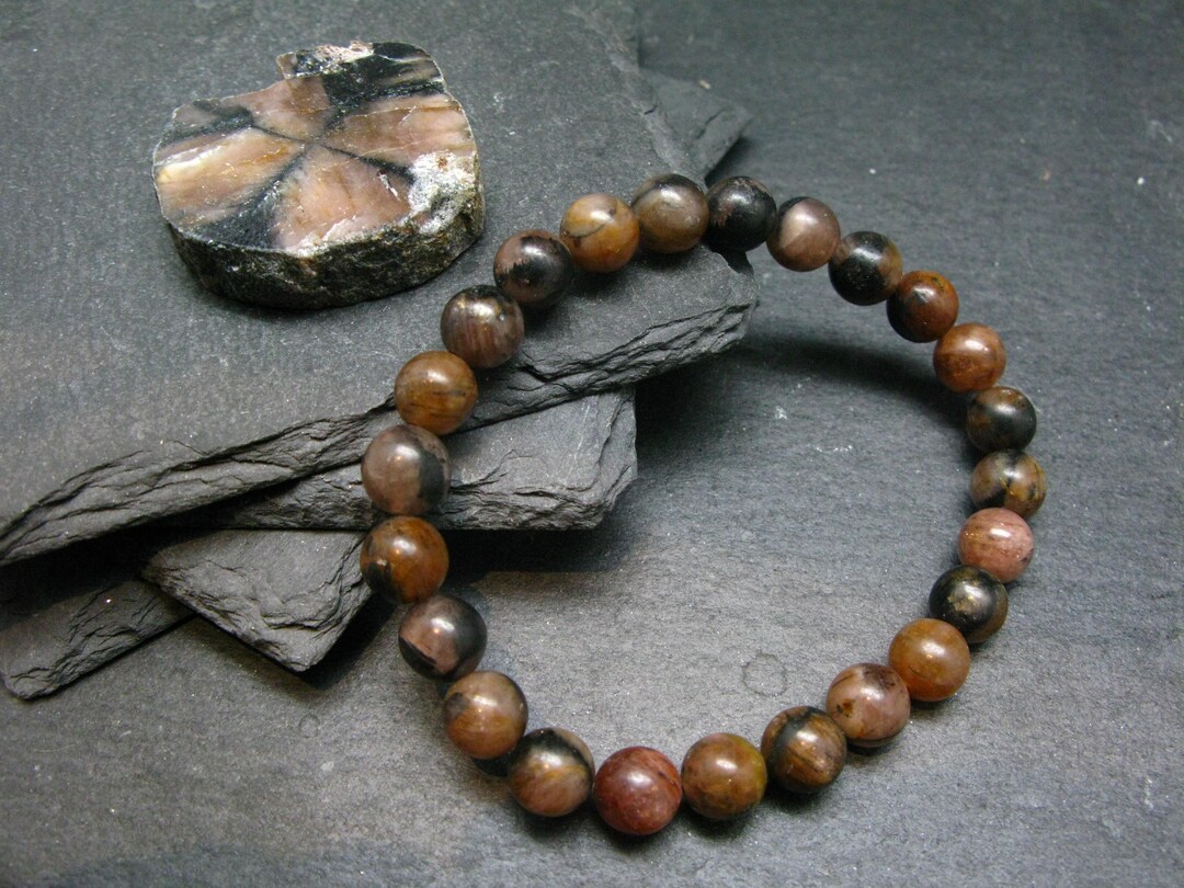 Andalusite Chiastolite Genuine Bracelet ~ 7 Inches ~ 8mm Round Beads - Etsy