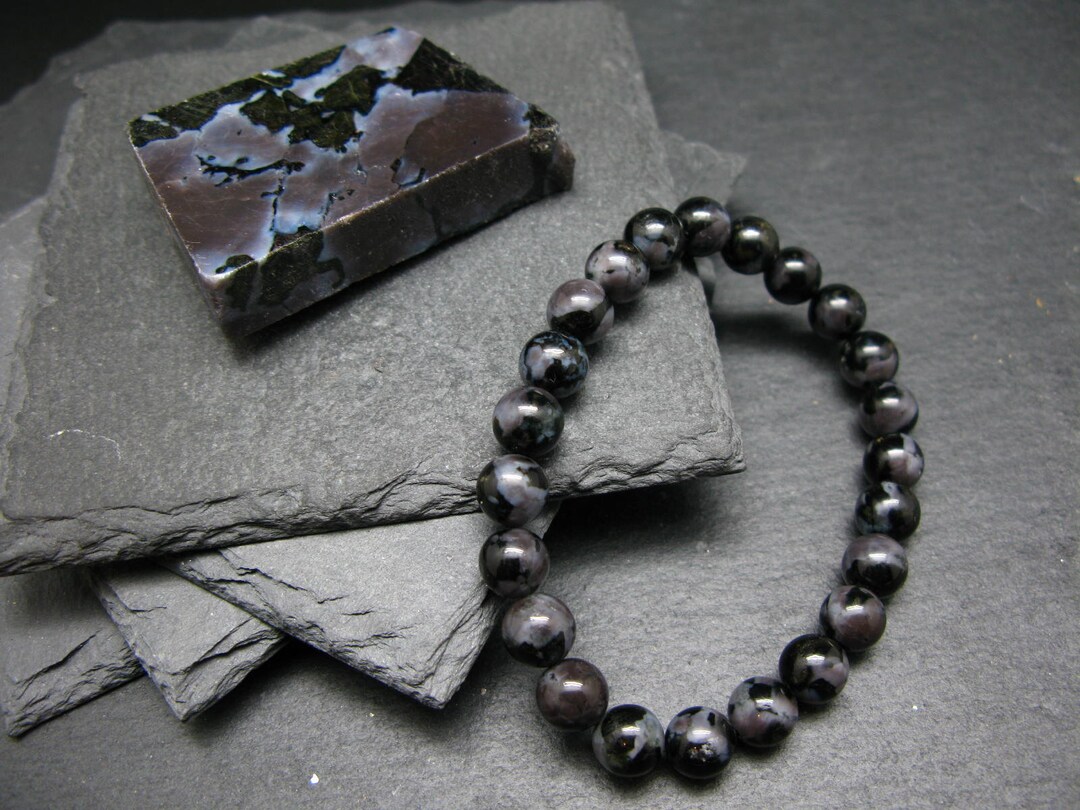 Gabbro Mystic Merlinite Genuine Bracelet ~ 7 Inches ~ 8mm Round Beads ...