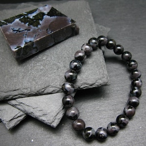 Gabbro Mystic Merlinite Genuine Bracelet ~ 7 Inches ~ 8mm Round Beads ...