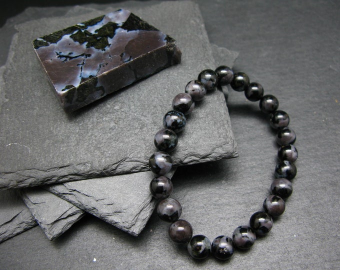Gabbro Mystic Merlinite Genuine Bracelet 7 Inches 8mm Round Beads - Etsy