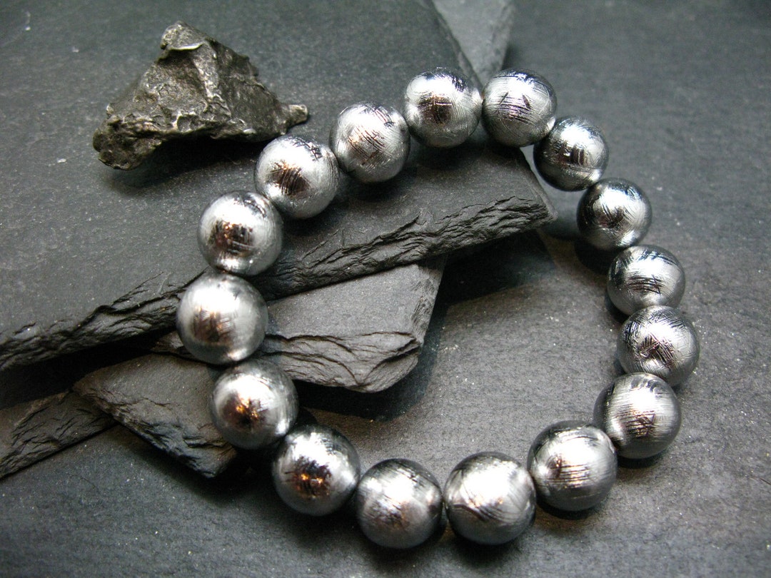 Meteorite Muonuonolusta Genuine Bracelet ~ 7 Inches ~ 12mm Round Beads ...