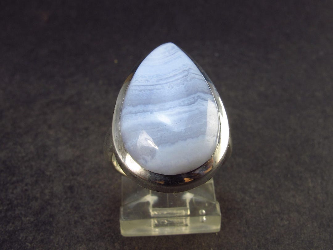 Gem of Ecology!! Natural Soft Blue Lace Agate Holly Agate Silver Ring ...