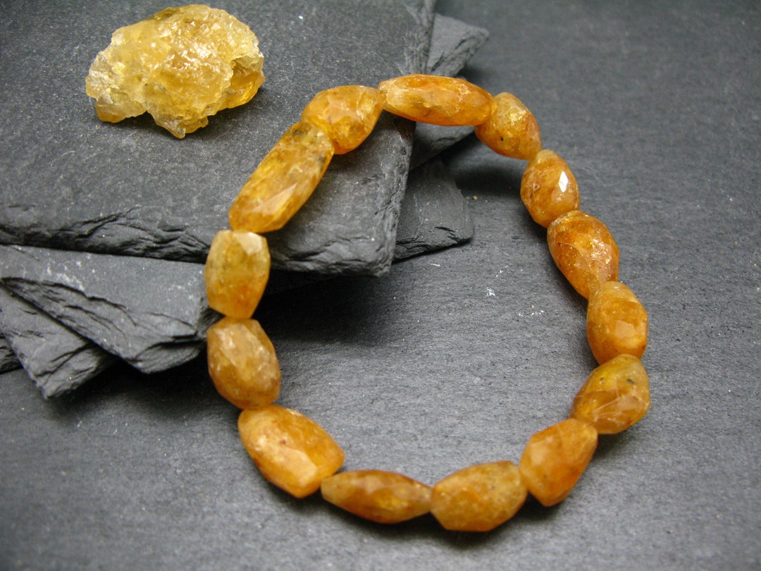 Heliodor Golden Beryl Genuine Bracelet ~ 7 Inches ~ 14mm Facetted Beads ...