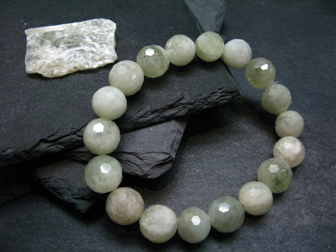 Hiddenite Spodumene Genuine Bracelet ~ 7 Inches ~ 10mm Round Facetted ...