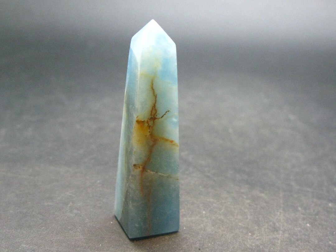 Nice Lemurian Aquatine Blue Calcite Obelisk Pyramid From Argentina - 1. ...