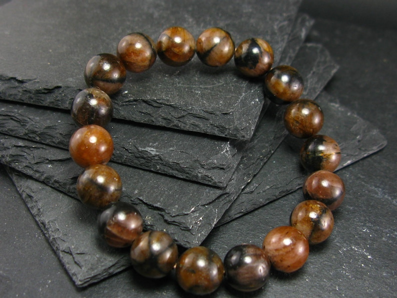 Andalusite Chiastolite Genuine Bracelet ~ 7 Inches ~ 10mm Round Beads ...
