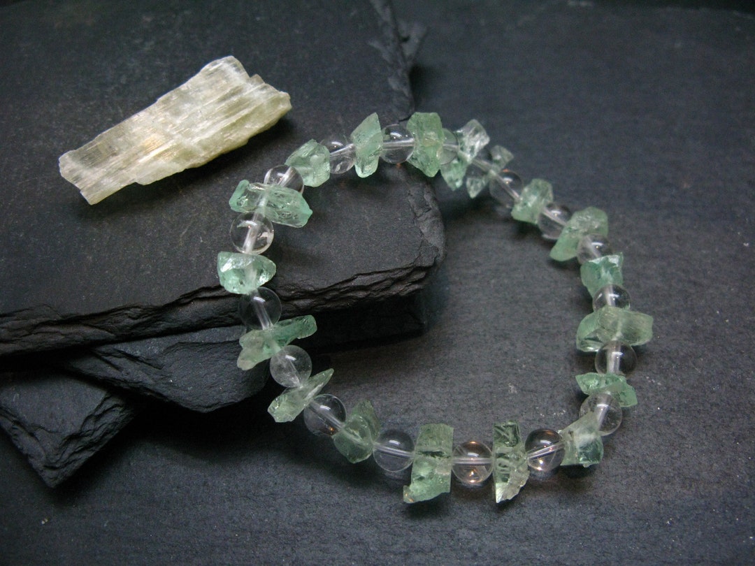 Hiddenite Spodumene & Quartz Genuine Bracelet ~ 7 Inches ~ 10mm Crystal ...