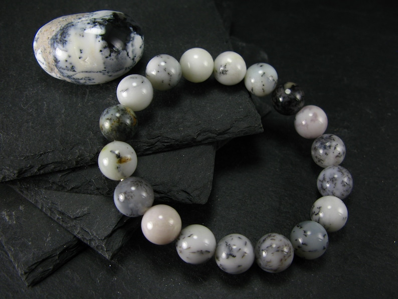 Merlinite Moss Agate Genuine Bracelet ~ 7 Inches ~ 10mm Round Beads - Etsy