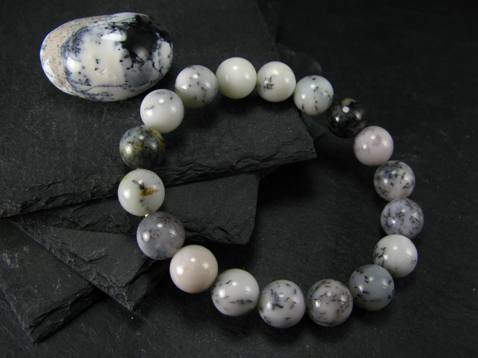 Merlinite Moss Agate Genuine Bracelet ~ 7 Inches ~ 10mm Round Beads - Etsy