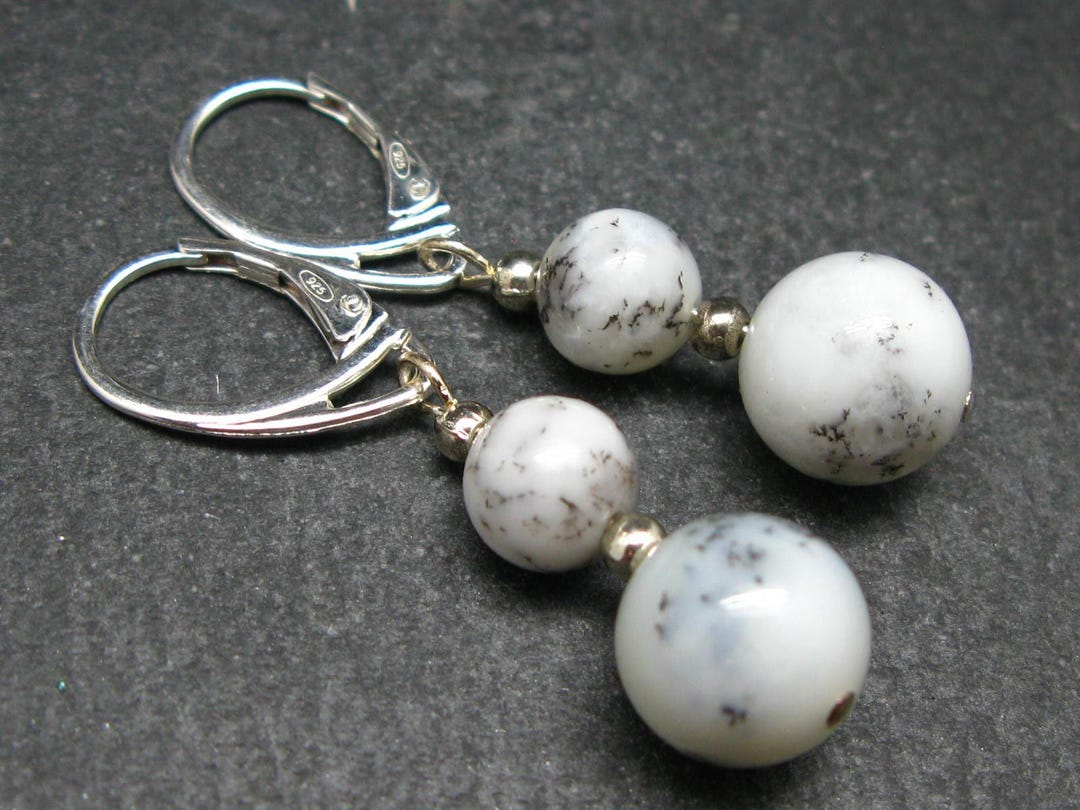Energy! Genuine 8mm and 10mm Merlinite Moss Agate Round Beads Dangle ...