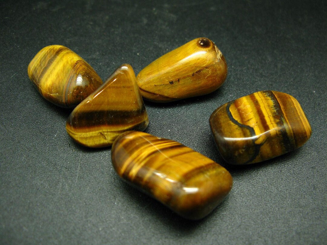 Lot of 5 Large Natural Tumbled Tiger Eye Stones From Brazil - Etsy