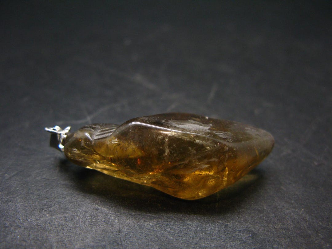 Natural Unheated Citrine Sterling Silver Pendant From Zambia - 1.7