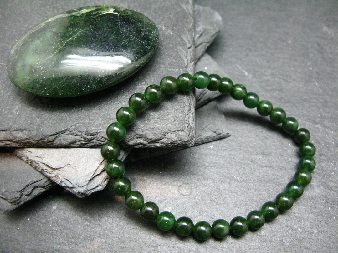 Jade Nephrite Genuine Bracelet ~ 7 Inches ~ 6mm Round Beads - Etsy