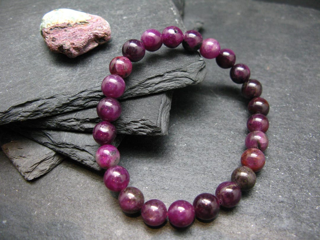 Ruby Genuine Bracelet ~ 7 Inches ~ 8mm Round Beads - Etsy