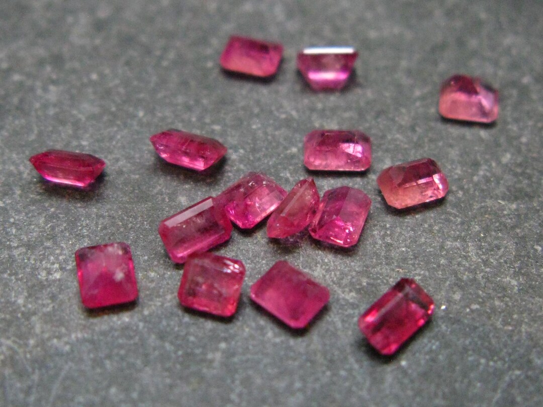Lot of 15 Gem Bixbite Red Beryl Emerald Cut Stones From Utah USA - 1.92 ...