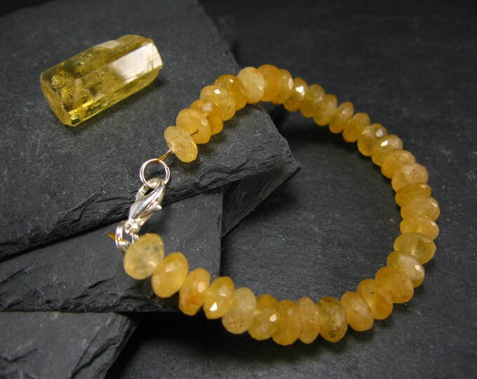 Heliodor Golden Beryl Genuine Bracelet ~ 7 Inches ~ 9mm Facetted Beads ...