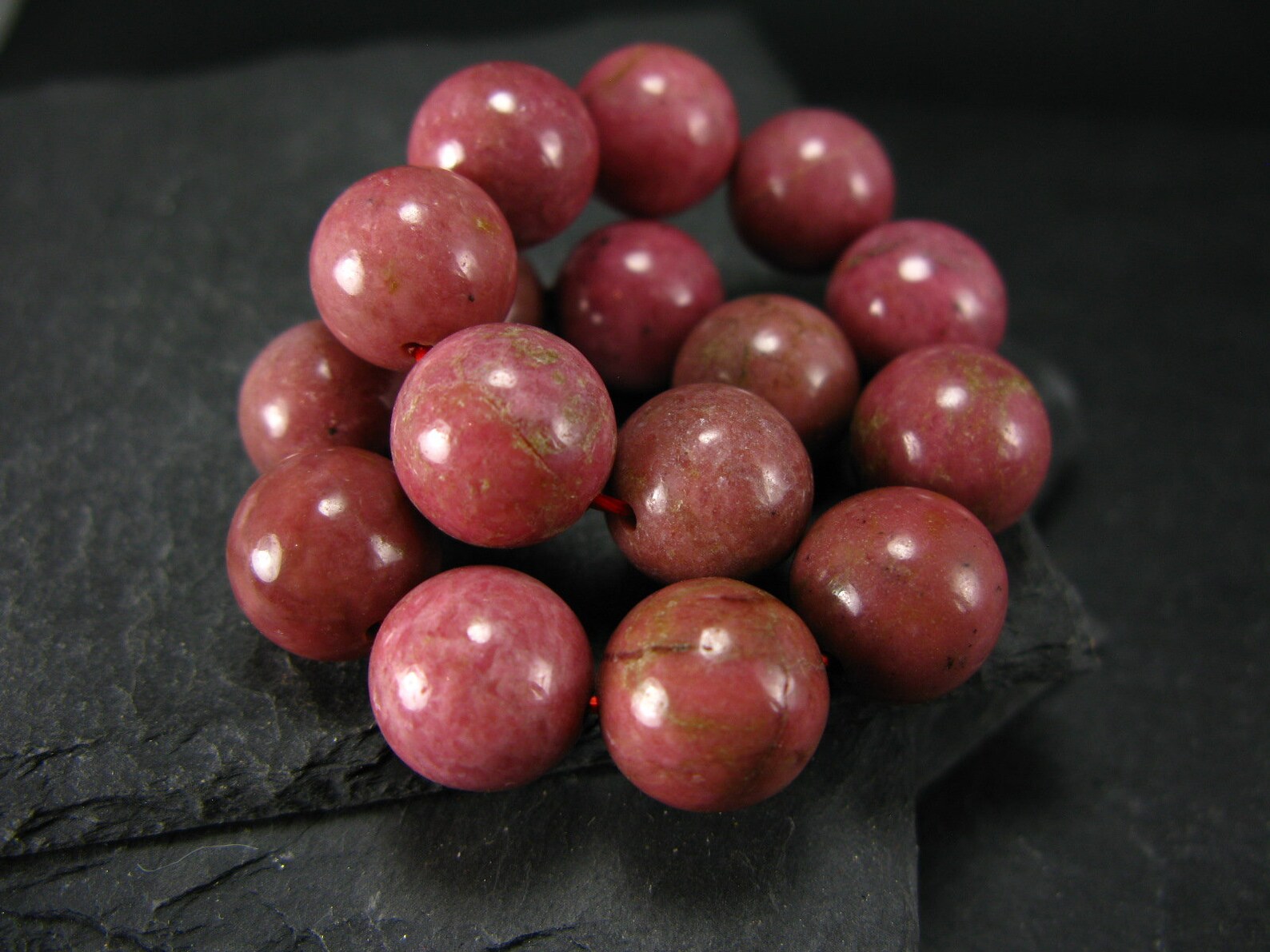 Rhodonite Genuine Bracelet ~ 7 Inches ~ 12mm Round Beads - Etsy