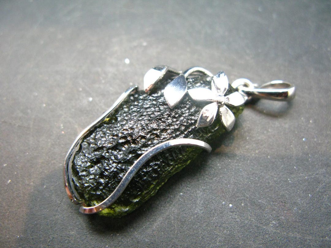 Large Gem Moldavite Tektite SS Pendant From Czech Republic - 8.25 Grams ...