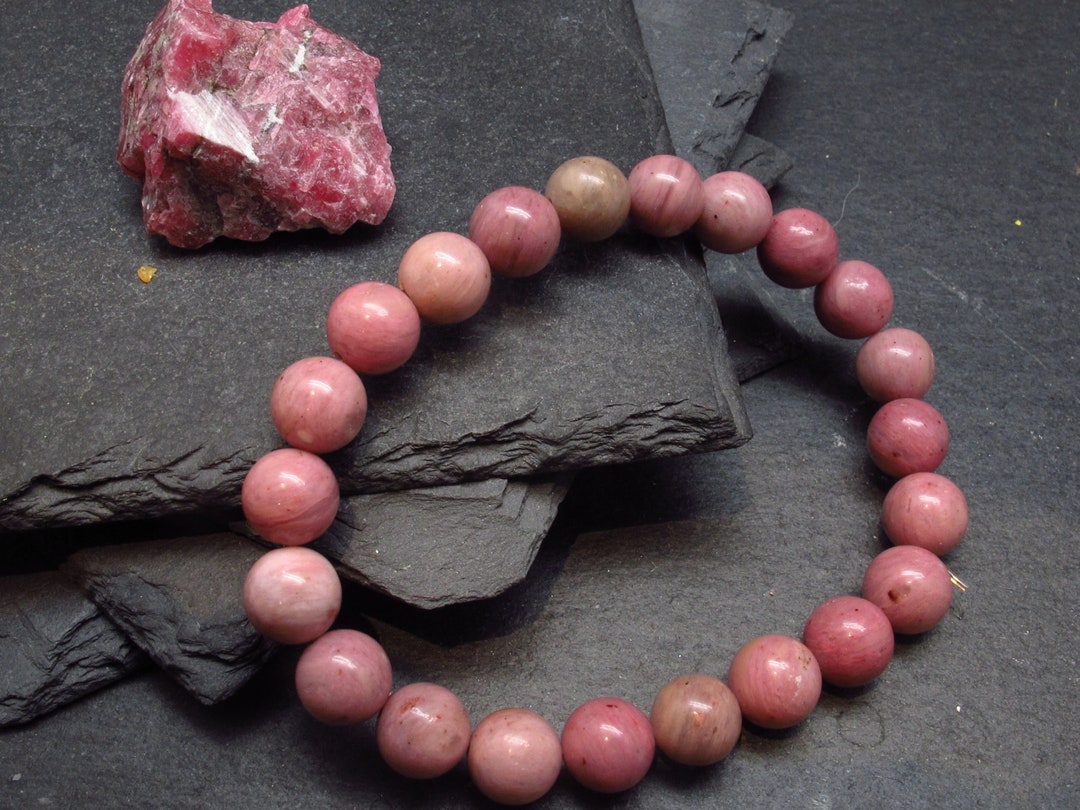 Rhodonite Genuine Bracelet ~ 7 Inches ~ 8mm Round Beads - Etsy
