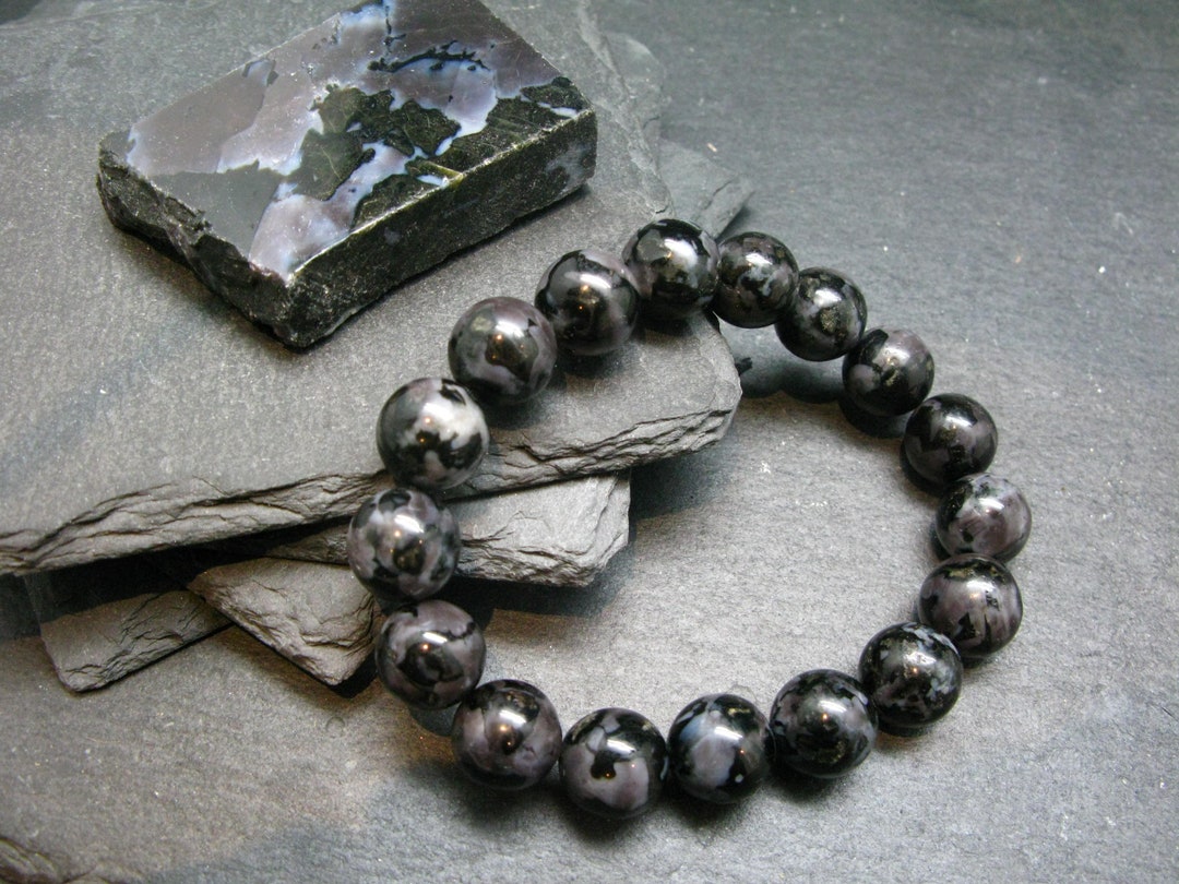 Gabbro Mystic Merlinite Genuine Bracelet ~ 7 Inches ~ 12mm Round Beads ...