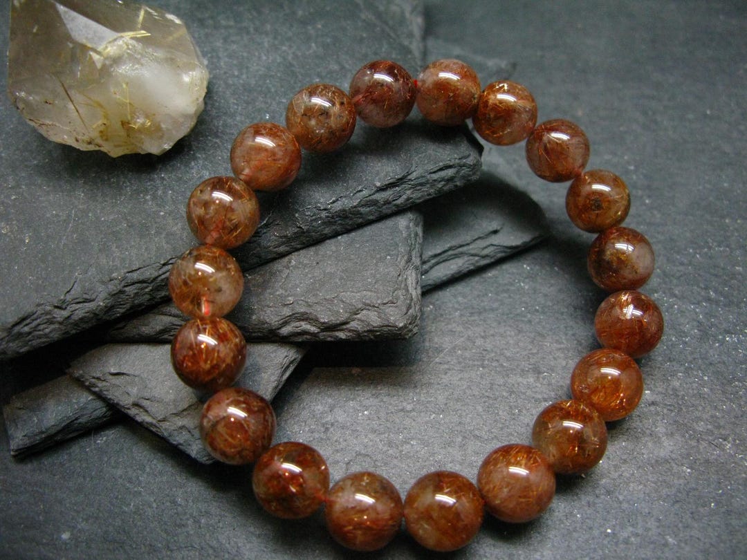 Red Rutilated Quartz Genuine Bracelet ~ 7 Inches ~ 11mm Round Beads - Etsy