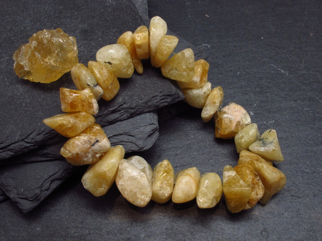 Heliodor Golden Beryl Genuine Bracelet ~ 7 Inches ~ 15mm Tumbled Beads ...