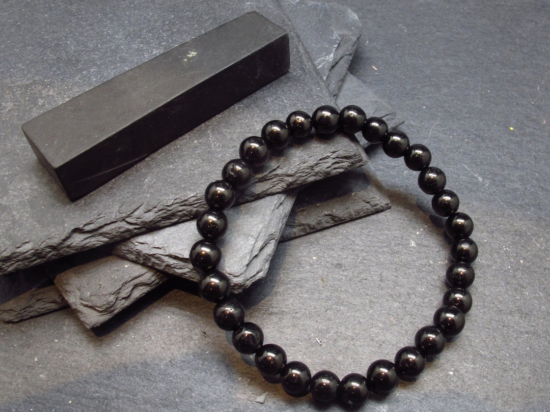 Whitby Jet Genuine Bracelet From UK ~ 7 Inches ~ 6mm Round Beads - Etsy